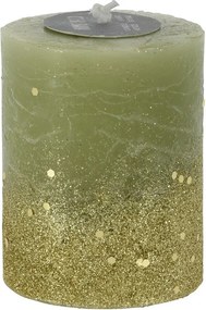 Vánoční svíčka Rustic ve světle zelené barvě 9 cm