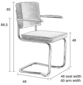 Sada 2 černých židlí s područkami Zuiver Ridge Kink Rib