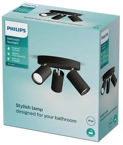 Philips - Koupelnové bodové svítidlo IDRIS 3xGU10/5W/230V IP44 černá