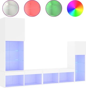 4dílná obývací stěna s LED osvětlením bílá kompozitní dřevo 3216647