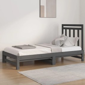 Výsuvná postel šedá 2x (90 x 190) cm masivní borovice,  3108359