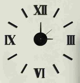 Černé nalepovací hodiny na zeď MPM  E01.3511 s římskými číslicemi