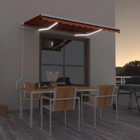 Automatická markýza LED a senzor větru 350x250 cm oranžovohnědá 3068895