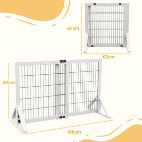 PawHut Bezpečnostní zábrana pro psy, 2-panely, nastavitelná šířka 63-106L x 44W x 67H cm, pro schody, dveře, chodby, vyrobená z borovicového dřeva a o