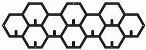 Walenty-dovolená výrobce od 16.4.-26.4.24 Kovový dekorativní věšák hexagony 3D, 40x15cm, černý