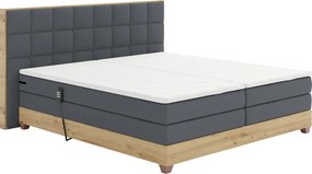 Elektrická polohovací postel, boxspring, tmavě šedá/dub artisan, 180x200, TIANA