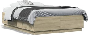Rám postele s LED osvětlením dub sonoma 135 x 190 cm kompozit 3209648