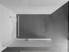 Mexen Kioto+ L, sprchová zástěna Walk-In s poličkou a věšákem 120 x 200 cm, 8mm sklo námraza, bílý profil, 800-120-123-20-30