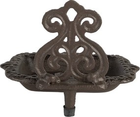 Hnědá antik litinová mýdlenka s ornamentem - 15*11*11 cm