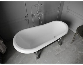 Mexen Retro, volně stojící vana 150 x 73 cm, bílá-černá, chromové nohy, 53251507375-00