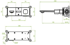 Laveo Tores, umyvadlová baterie pod omítku, zlatá matná, LAV-BVT_G22P