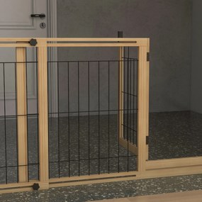 PawHut Dřevěná bariéra pro psy 112-159x70 cm Rozšiřitelná zvířecí brána s trojúhelníkovými podpůrnými nohami pro dveře, chodby a schodiště - přírodní…