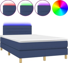 Box spring postel s matrací a LED modrá 120x190 cm textil 3270101