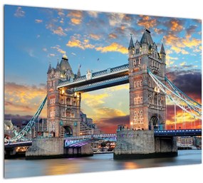 Skleněný obraz - Tower Bridge, Londýn, Anglie (70x50 cm)