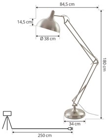 Stojací lampa Lindby Leia, stříbrná, otočné stínidlo