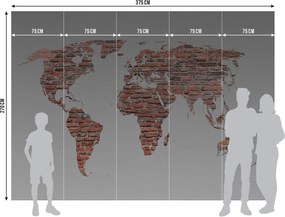 Fototapeta na míru Cihlová Mapa Světa | Vliesová fototapeta na zed' | DFTNXXL1240
