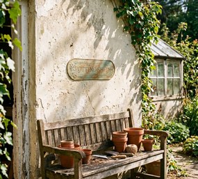 Béžová nástěnná kovová cedule Potting Shed - 76*1*24 cm