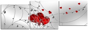 Obraz na plátně - Srdce v stříbrné pavučině - panoráma 578D (120x40 cm)