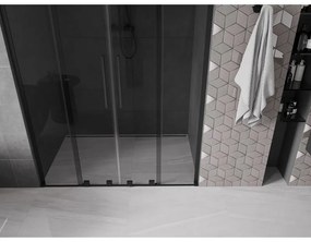 Mexen Velar L Duo, posuvné sprchové dveře do otvoru 160 cm, 8mm šedé sklo, černá matná, 871-160-003-42-70