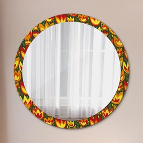 Kulaté dekorativní zrcadlo Retro tulipány fi 100 cm