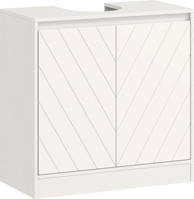 HOMCOM spodní skříňka pod umyvadlo, koupelnová skříňka s 2 dveřmi, výškově nastavitelná police pro umyvadlo s nebo bez soklu, 60x30x59,8 cm, bílá