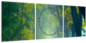 Obraz cesty lemované stromy (s hodinami) (90x30 cm)