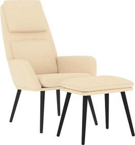 Relaxační křeslo se stoličkou krémové textil 3097770