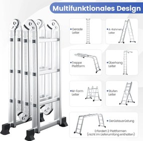 Costway 7-in-1 víceúčelový žebřík vyrobený z hliníkového lešení žebříku pojme až