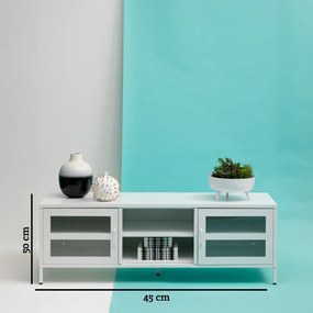 Bílý ocelový TV stolek 150x50x45 cm Acier – Premier Housewares