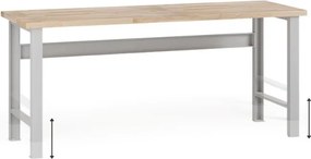 Výškově nastavitelný dílenský stůl G7, buková spárovka, 2000 x 685 x 840-1040 mm