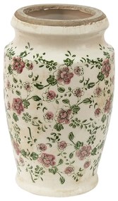 Keramická dekorační váza s růžovými květy Lillia S - Ø 15*26 cm