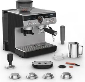 Krups Precision XP801T černá / Pákový kávovar / nerezová ocel / otočné