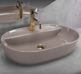Rea Aura, umyvadlo na desku 610x410x130, béžová lesklá, REA-U6381