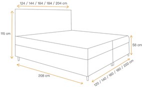 Postel boxspring s úložným prostorem BRIGITA - 200x200, béžová + topper ZDARMA