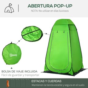 Outsunny Instantní Pop-Up Sprchový Stan pro Soukromí – Přenosný Stan s 1 Kapsou na Háčku a UV 20+ pro Koupelnu, Šatnu a Toaletu 126x124x189 cm Zelený