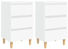 Noční stolky s dřevěnými nohami 2 ks bílé 40 x 35 x 69 cm - Default Title