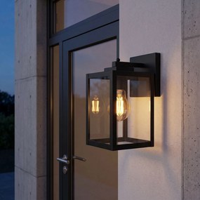 Toolight Toolight, JNH038-1G, venkovní nástěnné svítidlo se skleněnými tabulkami, 1× E27, IP44, černá matná, OSW-56224