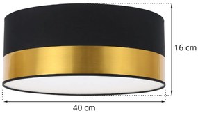 Stropní svítidlo Elegance, 1x zlaté/černé textilní stínítko, (bílé plexisklo), (fi 40cm)