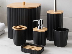 Verk Group Koupelnová sada: kartáč na toaletu, dávkovač, bambusový košík – 6 kusů