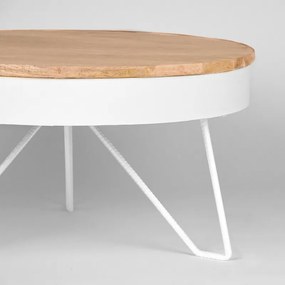 Bílý/přírodní mangový konferenční stolek Rafael