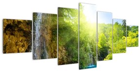 Obraz - vodopády v pralese (210x100 cm)