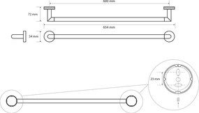Sapho Sapho, LARISSA držák ručníků 600mm, černá/zlato mat, WS010BG