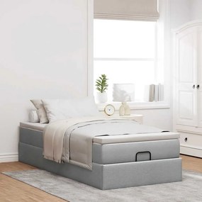 Osmanský rám postele s matrací světle šedá 90x200cm textil 3311078