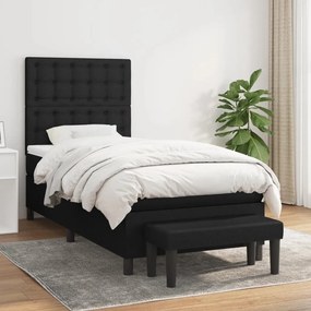 Box spring postel s matrací černá 90x200 cm textil 3136887