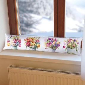 Polštář proti průvanu KVĚTINY V TRUHLÍKU 20 x 90 cm