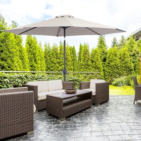 Zahradní slunečník Outsunny Ø295x250 cm s kličkou – venkovní parasol s naklápěcím mechanismem a odnímatelným kovovým sloupem pro terasu, bazén, balko…