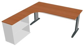 Sestava stolu a skříně pravá 180 cm - Hobis Cross CE 1800 H P Dekor stolové desky: třešeň, Dekor lamino podnože: bílá, Barva nohou: černá