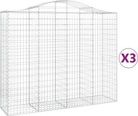Klenuté gabionové koše 3 ks 200x50x160/180cm pozinkované železo 3145704