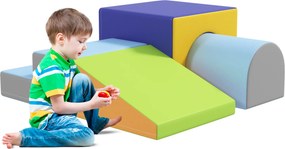 HOMCOM 4 ks. Měkké pěnové bloky pro děti - Lezecké a stavební bloky, Velké stavební bloky pro miminka a batolata, Modré