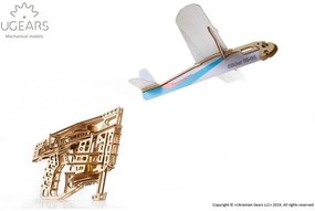 Ugears 3D dřevěné mechanické puzzle Vystřelovací letadlo